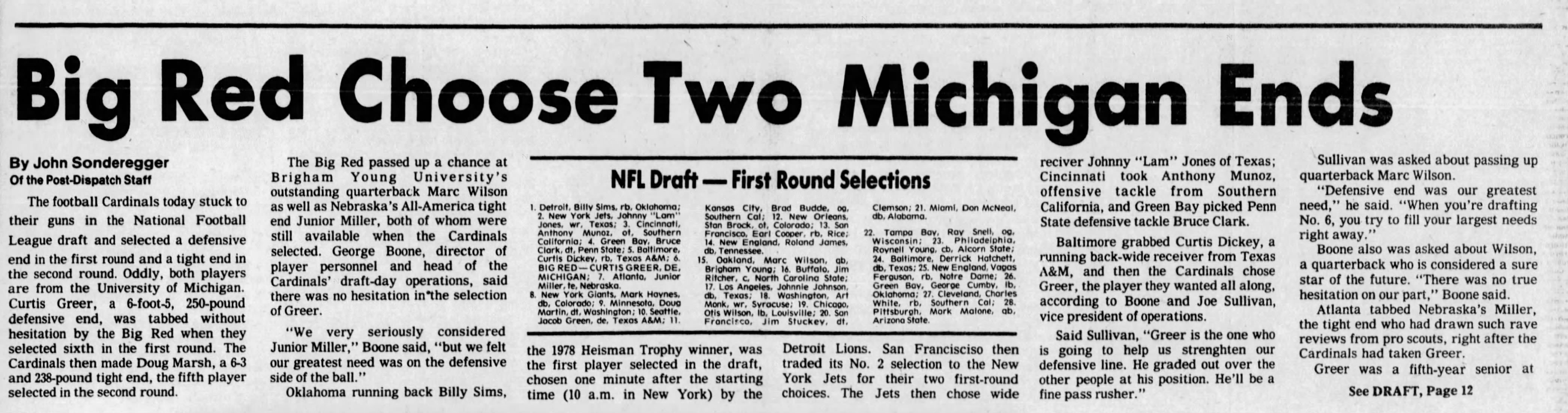 Big Red Draft History: 1980 NFL Draft | THE BIG RED ZONE